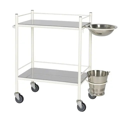 Dressing Trolley MS Frame and SS Top with Bowl and Bucket